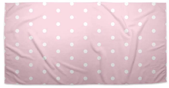 Ručník SABLIO - Bílé puntíky na růžové 50x100 cm