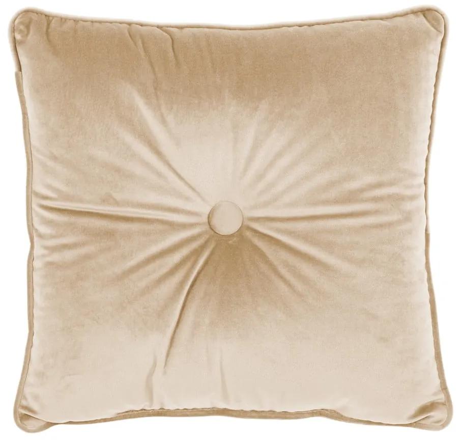 Světle béžový polštář Tiseco Home Studio Velvet Button, 45 x 45 cm