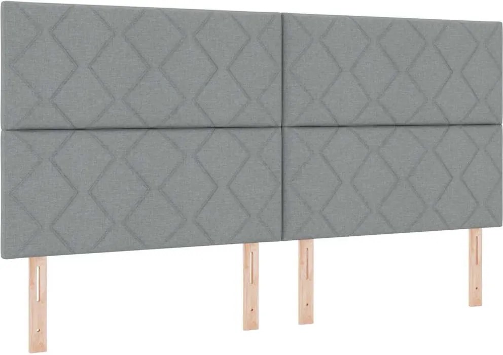 Postel s boxspringem s čelo Světle šedá 200 x 200 cm textil 3341917