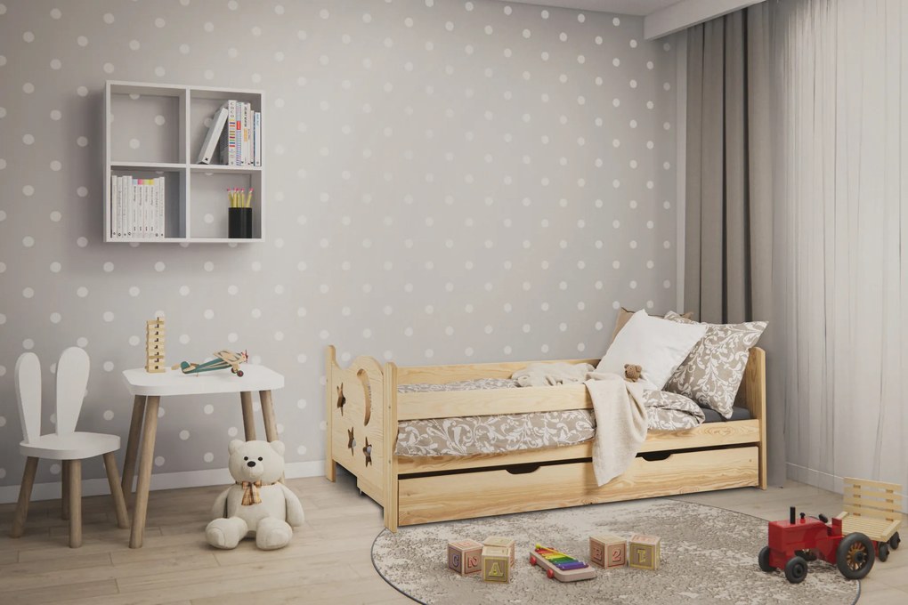 Dětská postel MOON 80 x 160 cm, borovice Rošt: S lamelovým roštem, Matrace: Matrace COMFY HR 10 cm
