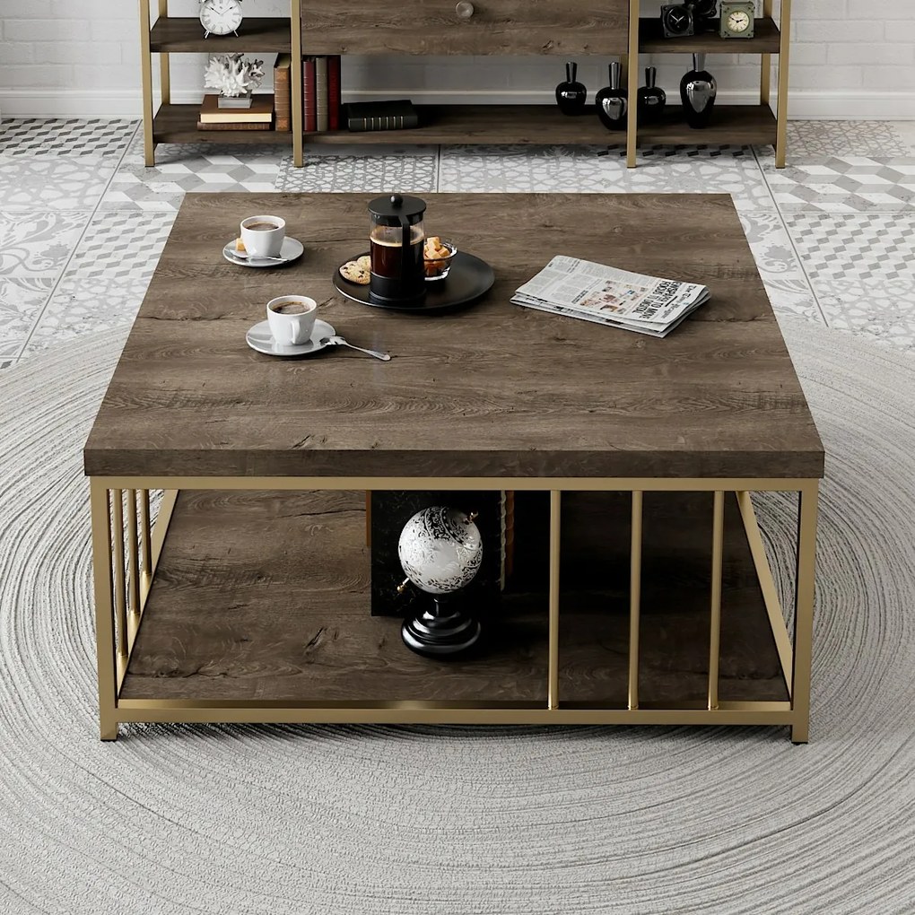 Konferenční stolek Zenn Walnut and Gold