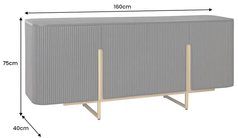 Massive home | Ručně vyrobená komoda GATSBY 160cm retro styl mango, černá zlatá