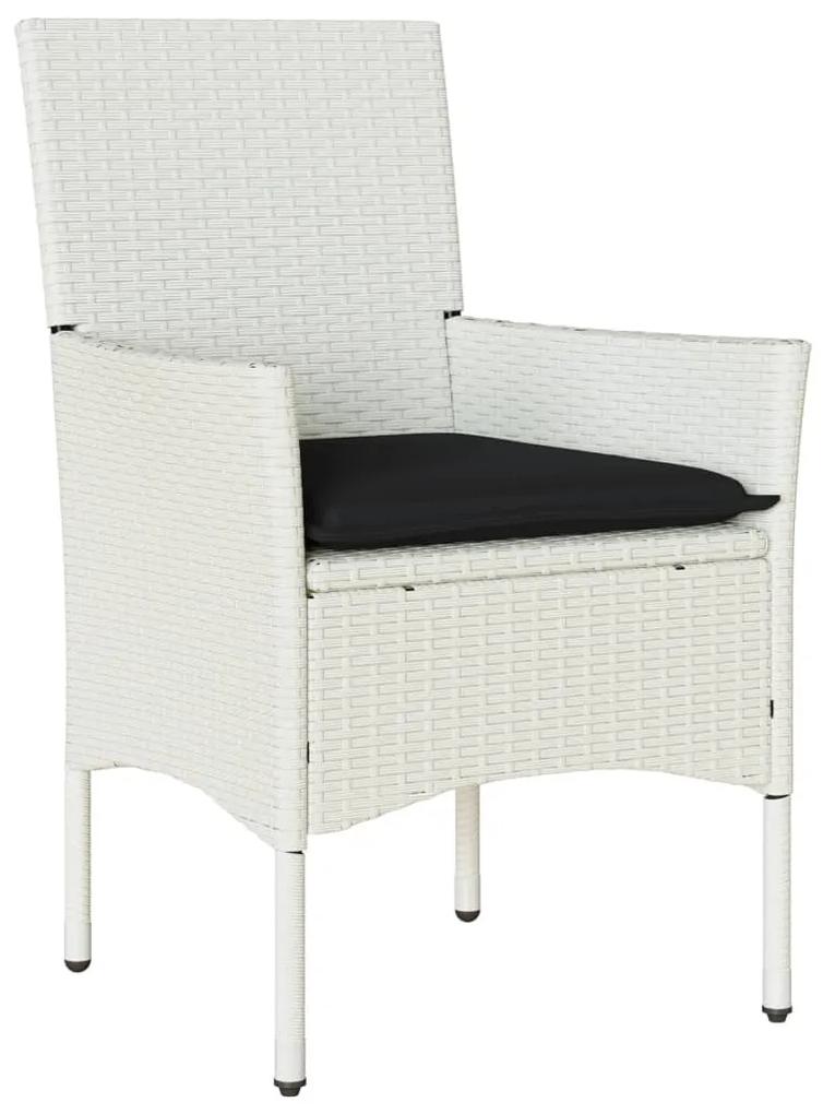 Zahradní židle s poduškami 2 ks bílé polyratan - Default Title