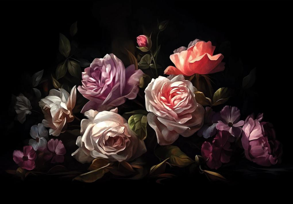 Postershop Fototapety vliesové: Art painting flowers roses - 254x184 cm