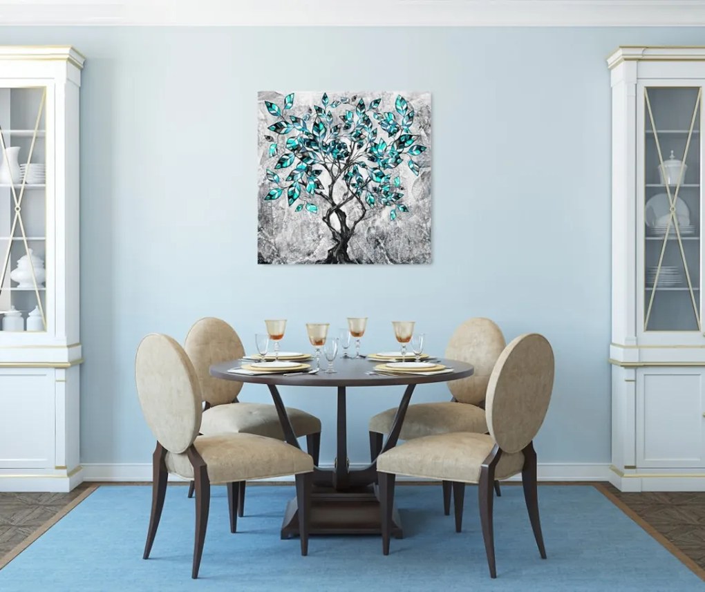 Obraz strom v mozaice Blue Velikost (šířka x výška): 80x80 cm