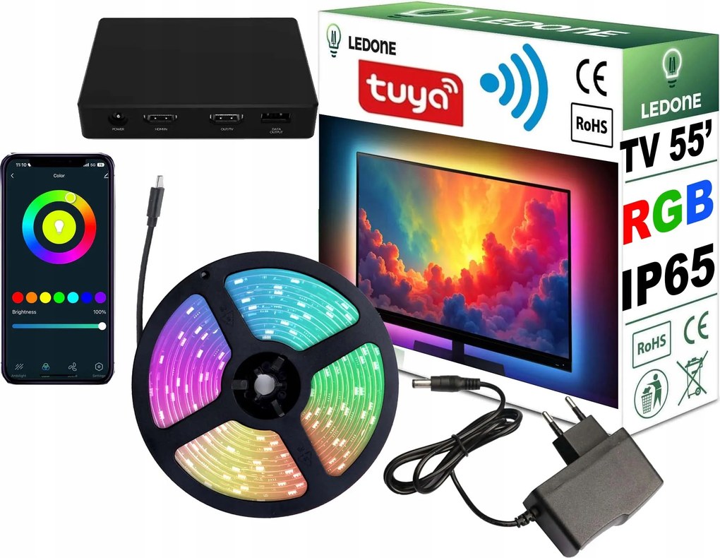 Ambilight Tv 55" 4K Hdmi 2.0 Ambiente s Wi-Fi Smart Live Tuya Led Rgb