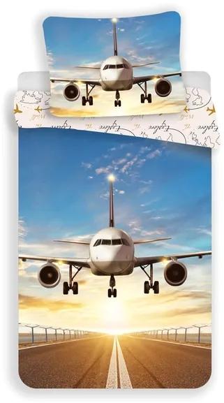 Jerry Fabrics povlečení bavlna fototisk Letadlo "Explore the world" 140x200+70x90 cm