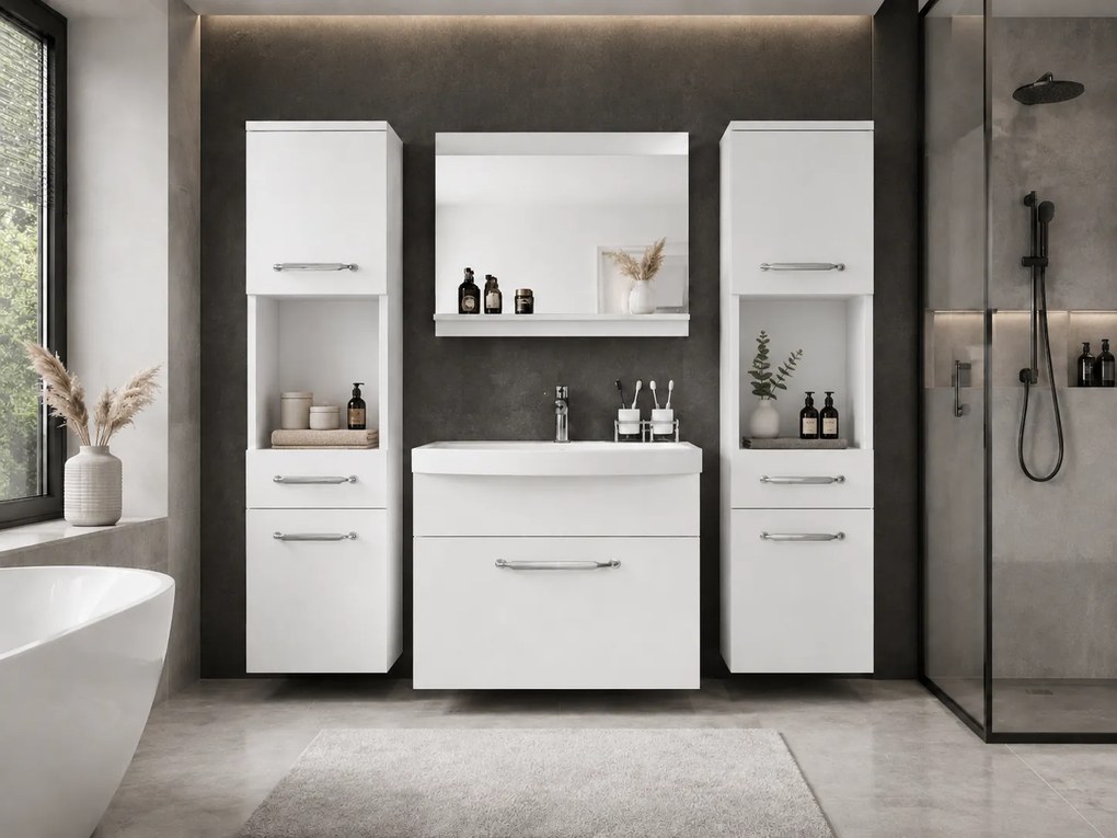 Koupelnový nábytek skříňky s umyvadlem a zrcadlem bílá matná  ROD PRIMO M 6/0/W/W/0/ZINC