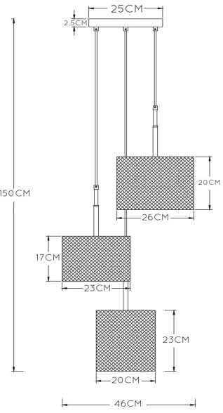 Lucide 45459/03/30 - Lustr na lanku BASKETT 3xE27/40W/230V