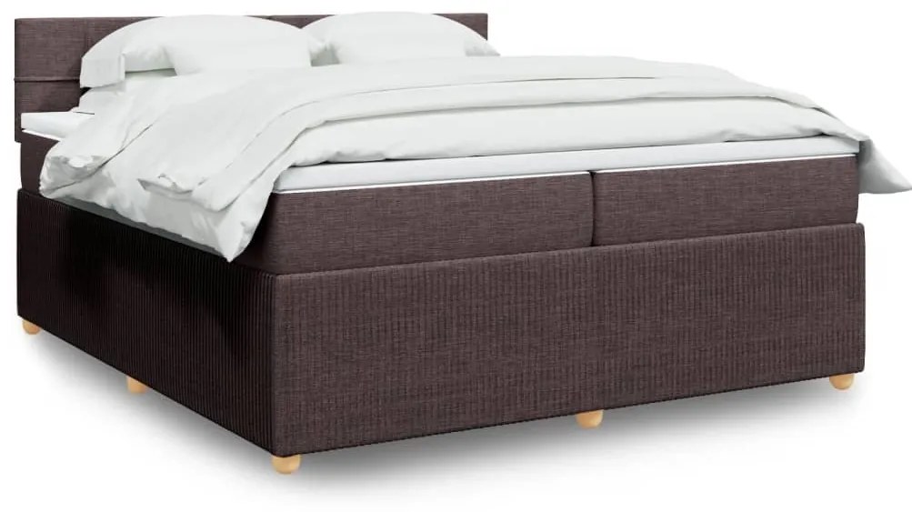 Box spring postel s matrací tmavě hnědá 200x200 cm textil