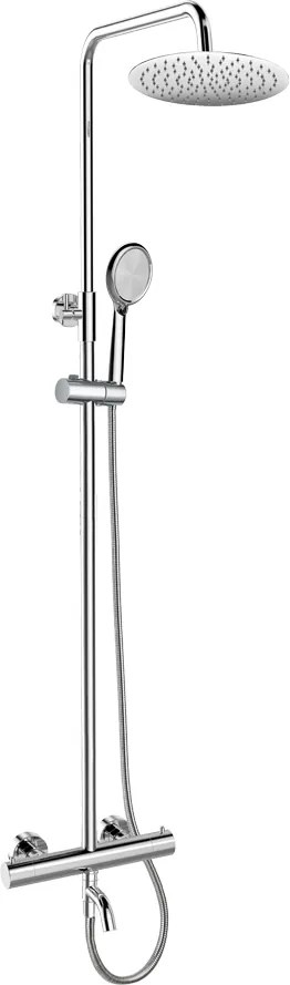 Mereo Mereo, Termostatická nástěnná vanová baterie s hadicí, ruční a talířovou kulatou sprchou slim 200 mm, CB60101TSC