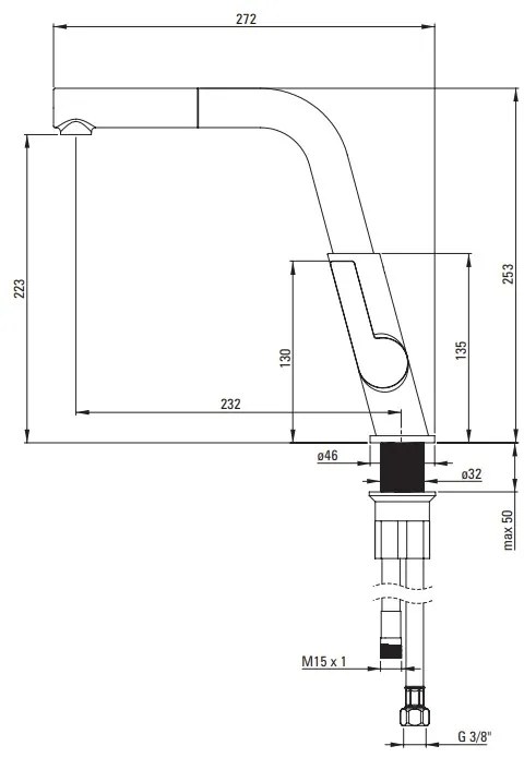 Deante Silia, dřezová baterie s vytahovací sprškou, titanová, DEA-BQS_D73M