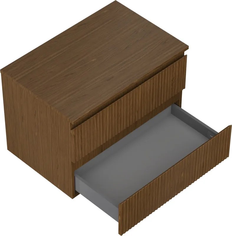 Mexen Rivel koupelnová skříňka pod umyvadlo 70 cm s deskou, 2 zásuvky, drážkovaná, ořech - 91A20-07047-2-BFFC86