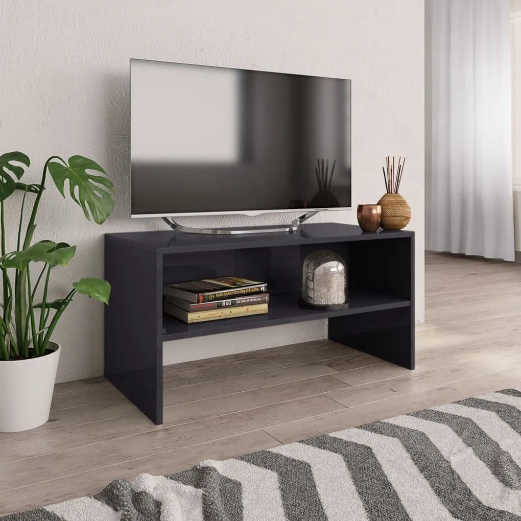 800062 vidaXL TV stolek šedý s vysokým leskem 80 x 40 x 40 cm dřevotříska