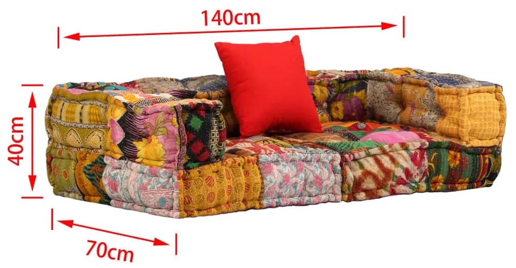vidaXL Marketos 2místný modulární pouf patchwork textil