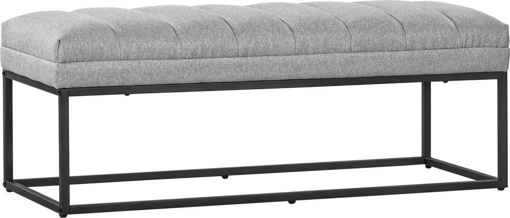 HOMCOM Lněná lavice Čalouněná lavice do ložnice Postelová lavice Kosmetická lavice do 200 kg Ocel světle šedá 120x44x45,5 cm | Aosom.de