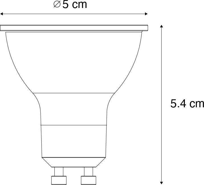 Sada 5 čirých LED žárovek GU10 50mm 2,5W 450 lm 2700K
