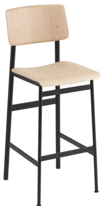 Muuto Barová židle Loft 75 cm, black/oak