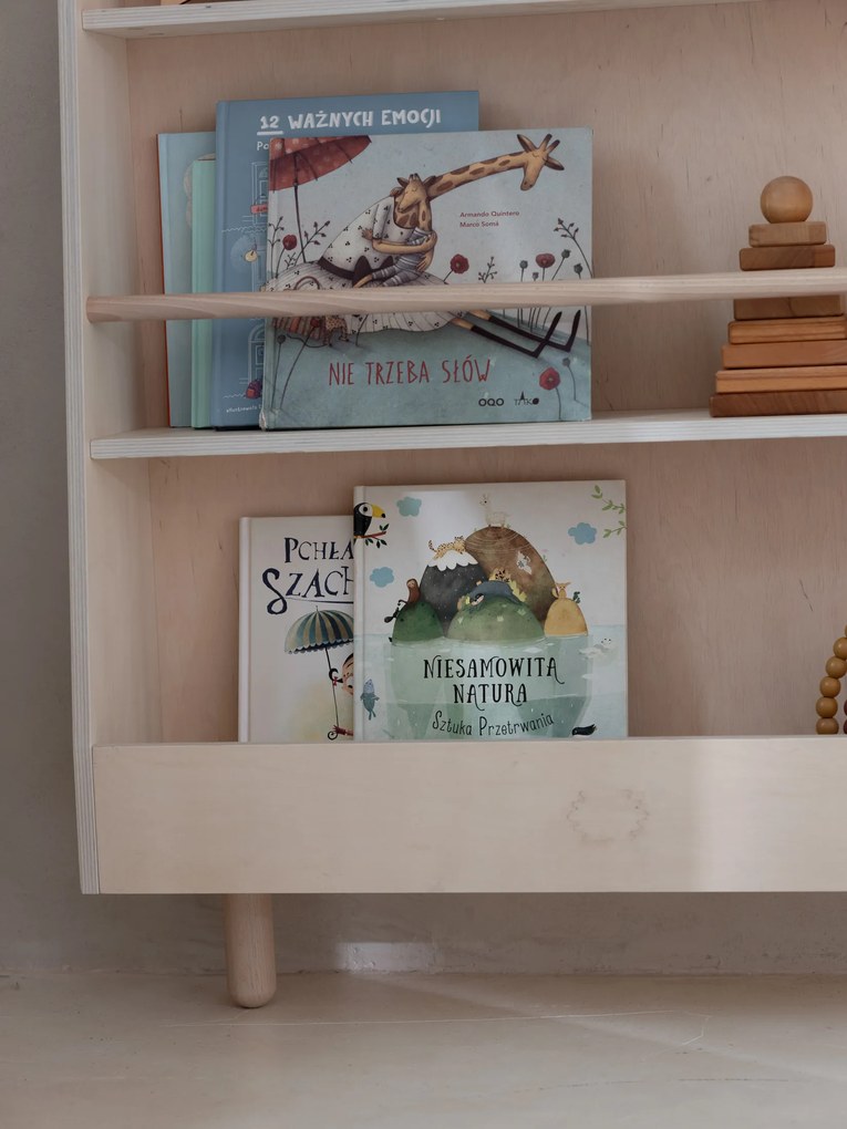 Wood Luck Dětský Montessori regál se 3 prostornými policemi BOOKWORM přírodní