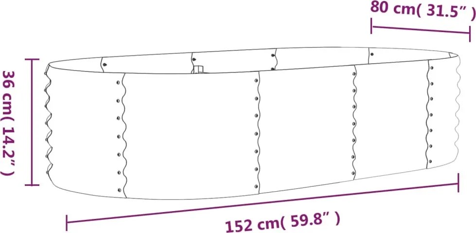 vidaXL Vyvýšený záhon pozinkovaná ocel 152x80x36 cm [318913] Barva: Šedá