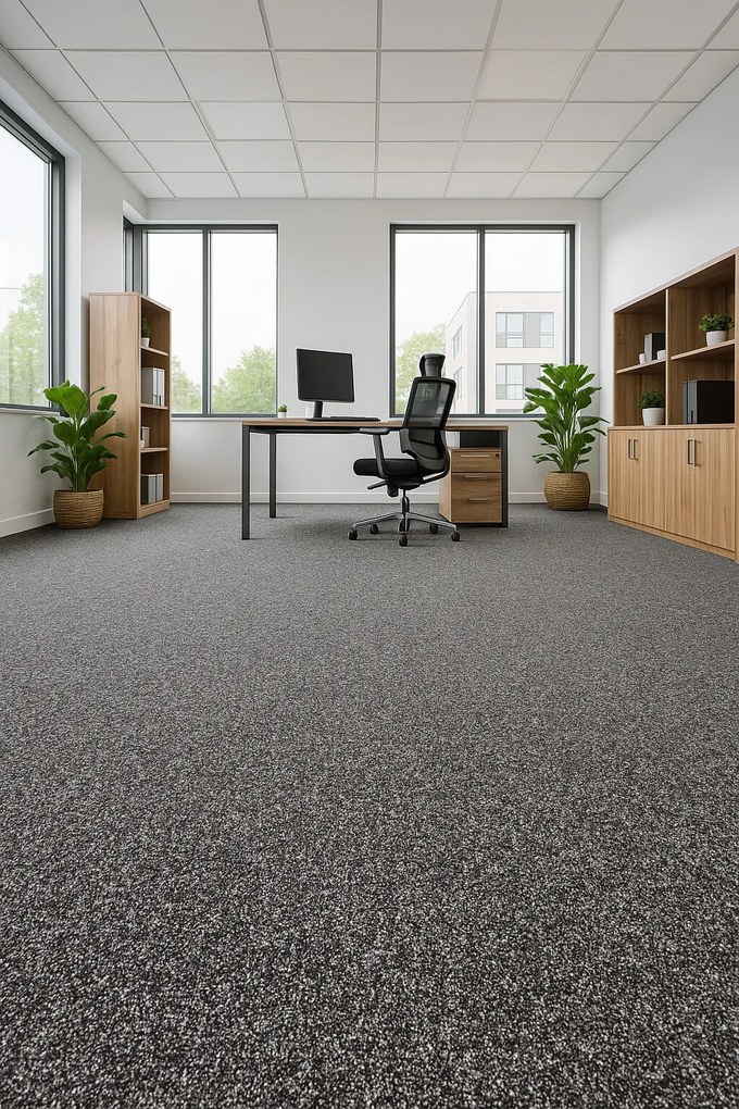 Timzo, Metrážový koberec Mammut 8028 charcoal, zátěžový, na míru, šíře 4m, šedá, ab (mřížka), chodba / předsíň