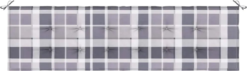 Poduška na zahradní lavici šedá károvaná 180x50x3 cm oxford 314097
