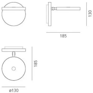 Artemide Demetra Spotlight, černé nástěnné svítidlo se stmívačem 9W 2700K průměr 13cm