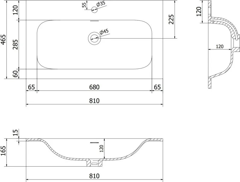 Mexen Rivel, koupelnová skříňka 80 cm s umyvadlem Vela, 2 zásuvky, drážkovaná, grafitová matná/bílá matná, 91A20-08047-2-BFF66-W23M0