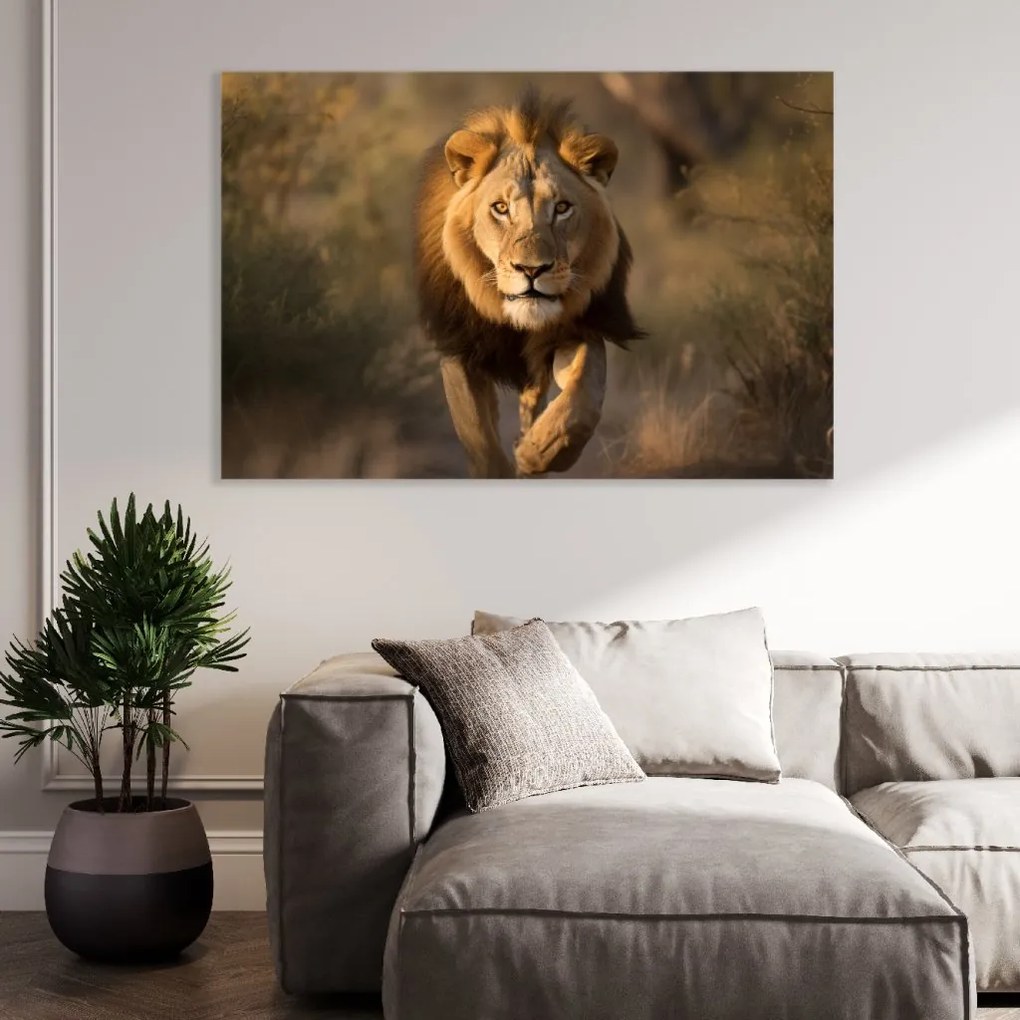 Obraz na plátně - Lev v divoké přírodě FeelHappy.cz Velikost obrazu: 40 x 30 cm