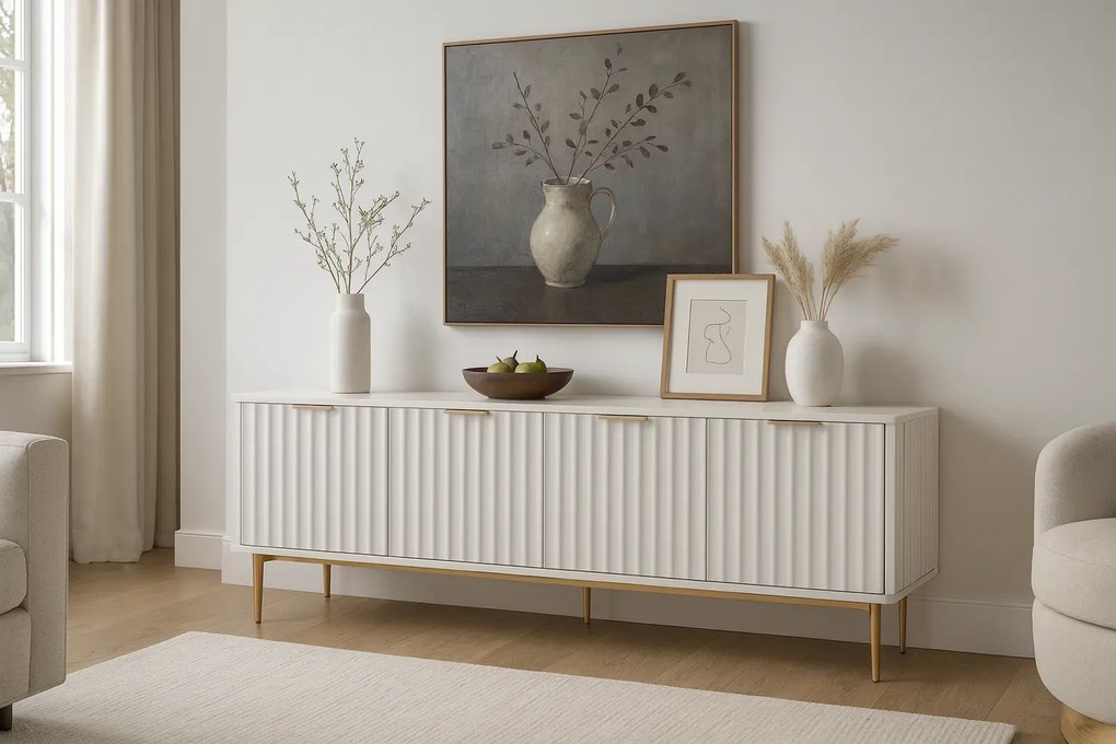 TV stolek Stilig ST709 200 cm bílý/zlatý