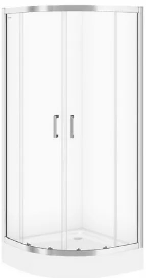 Cersanit Basic+Tak, čtvrtkruhový sprchový kout 80x80x185 cm + sprchová vanička 80x16cm, bílá, S601-117