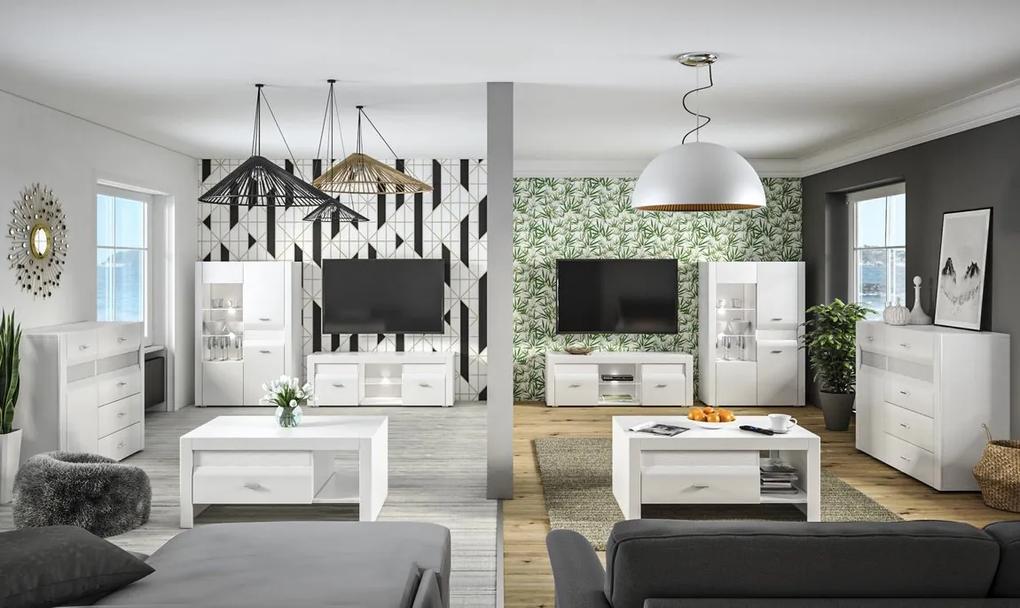 Casarredo - Komfort nábytek Vitrína AMARA úzká, bílá lesk