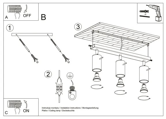 Brilagi -  LED Bodové svítidlo ASMUS 3xGU10/7W/230V černá
