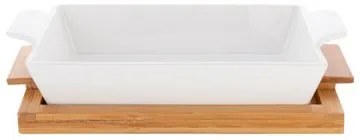 Keramická zapékací mísa Modeno na bambusové podložce - obdélníková 26 cm