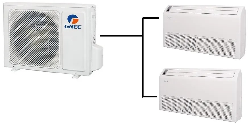 Podstropně Parapetní Klimatizace Gree 1+2 (2,6kW + 2,6kW) Multi-split R32