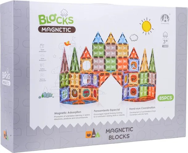 Magnetická stavebnice BLOCK MAGNETIC 3D, 85 dílků