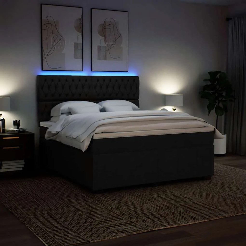 Box spring postel s matrací černá 180x200 cm textil 3294056