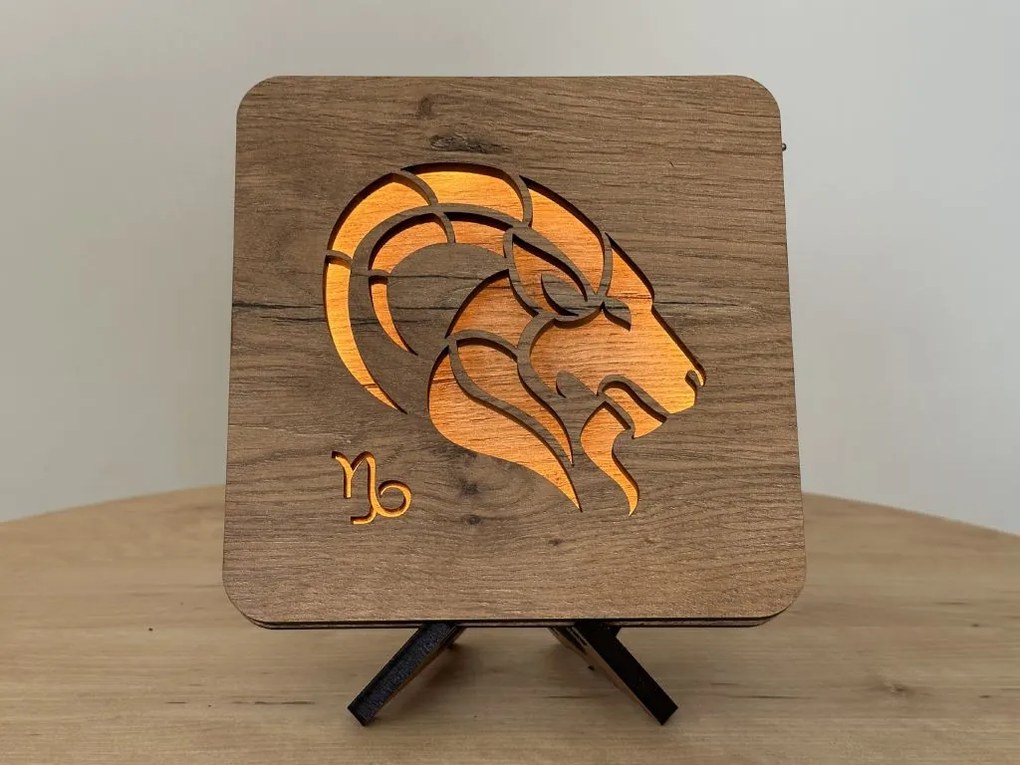 Li-Go Znamení "Kozoroh" lampa 19x19cm provedení povrchu: ořech