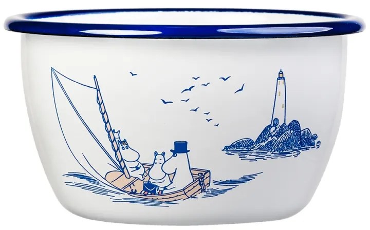 Miska Moomin Sailors 0,6l, smalt / bílo-modrá