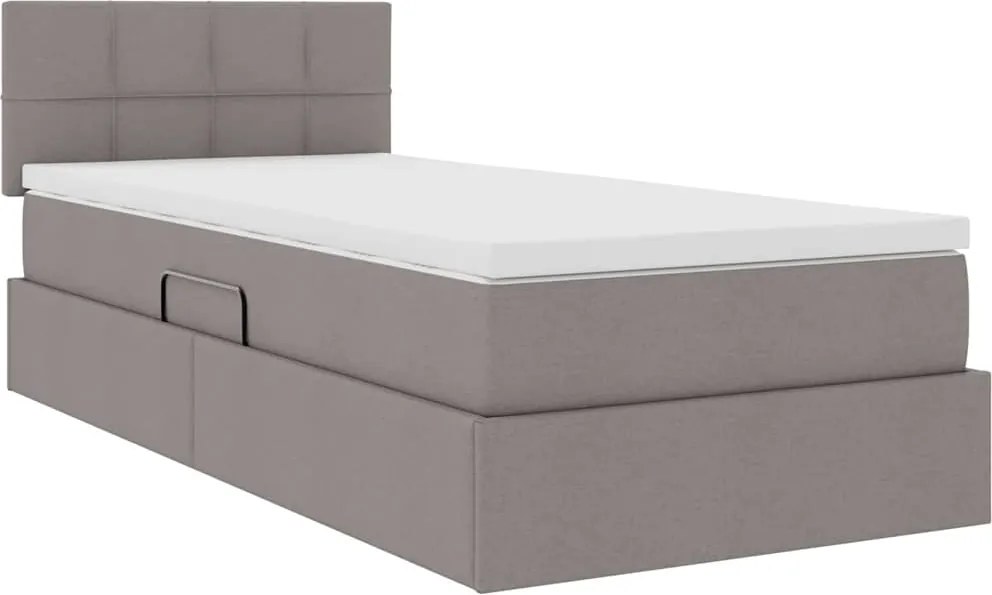Postel s úložným prostorem a matrací Taupe 90 x 200 cm Samet 3370485