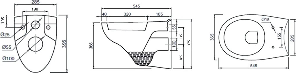 Aqualine Taurus LC1582 WC mísa závěsná