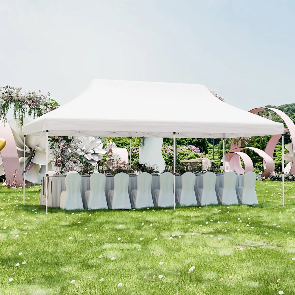 Costway Skládací stan s baldachýnem na akce s taškou – 300 × 600 cm, zelený