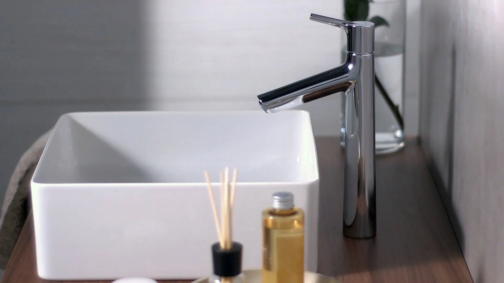 Hansgrohe Talis S, vysoká umyvadlová baterie 190 s táhlem a odtokovou soupravou, chromová, 72031000