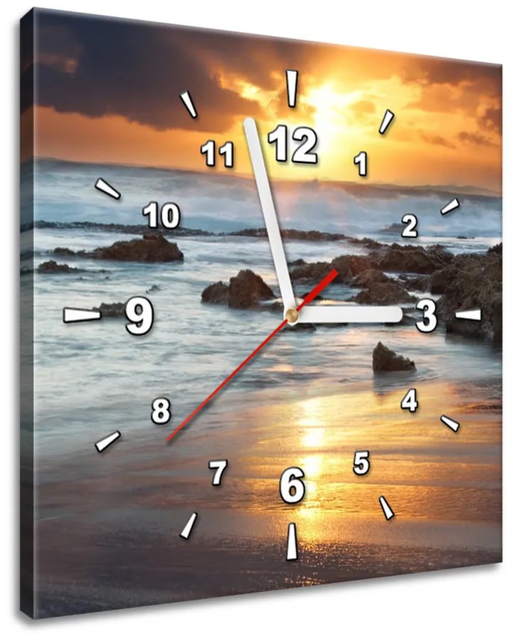 Gario Obraz s hodinami Západ slunce nad oceánem Rozměry: 100 x 40 cm