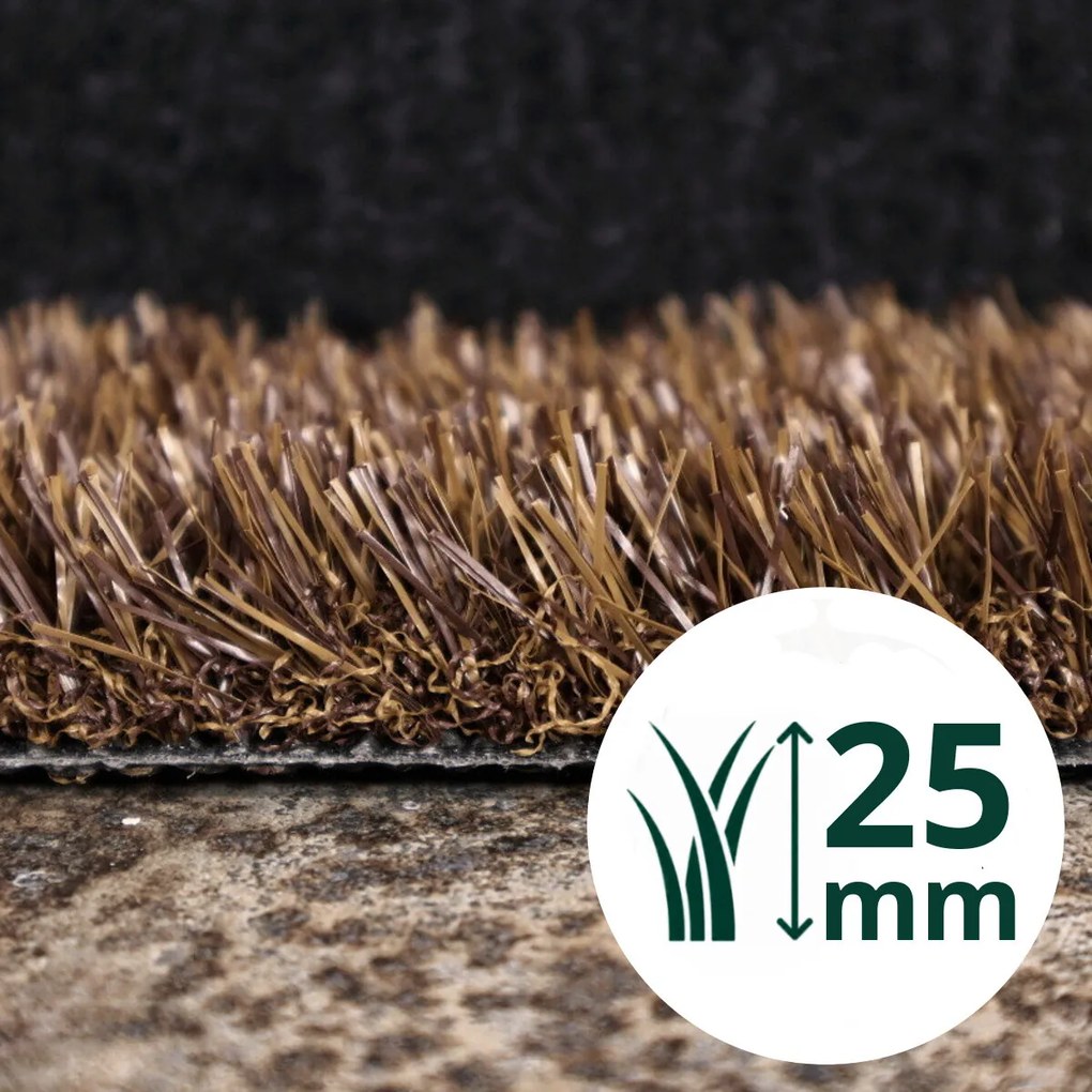 Europe Grass, Umělá tráva PartyGrass Brown, vyříznout kruh, šíře 4m, hnědá