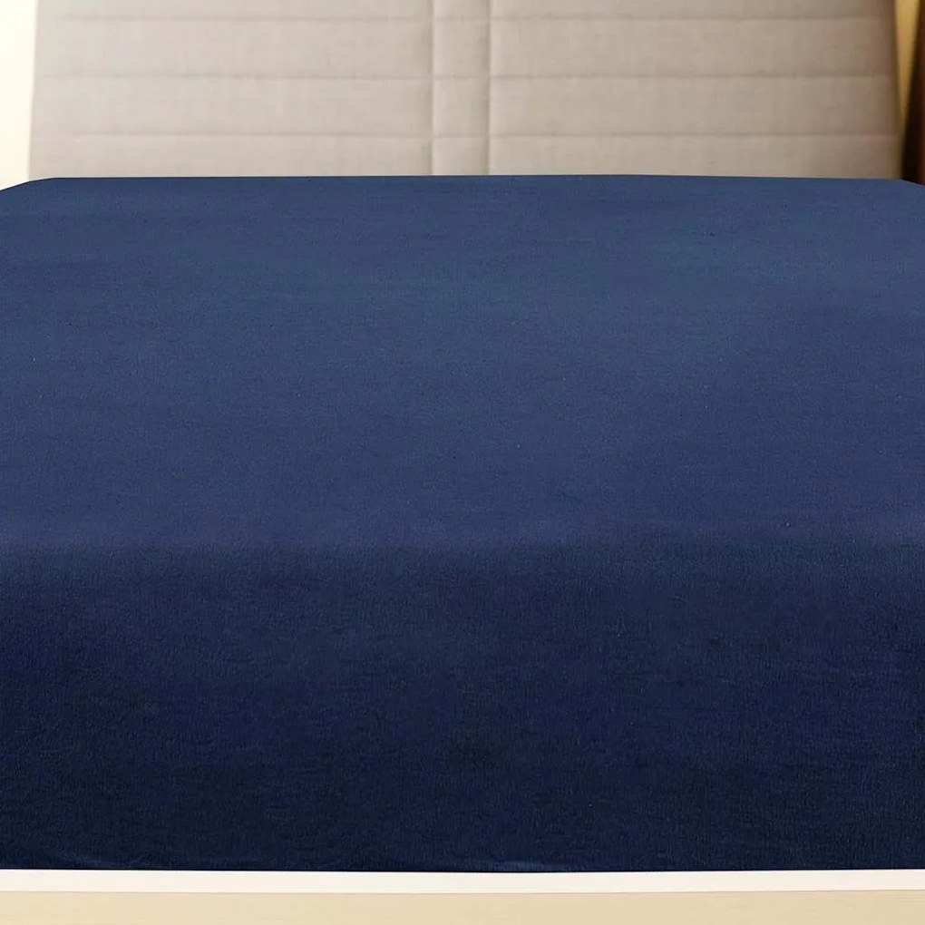 Jersey prostěradlo námořnická modř 90 x 200 cm bavlna 136230