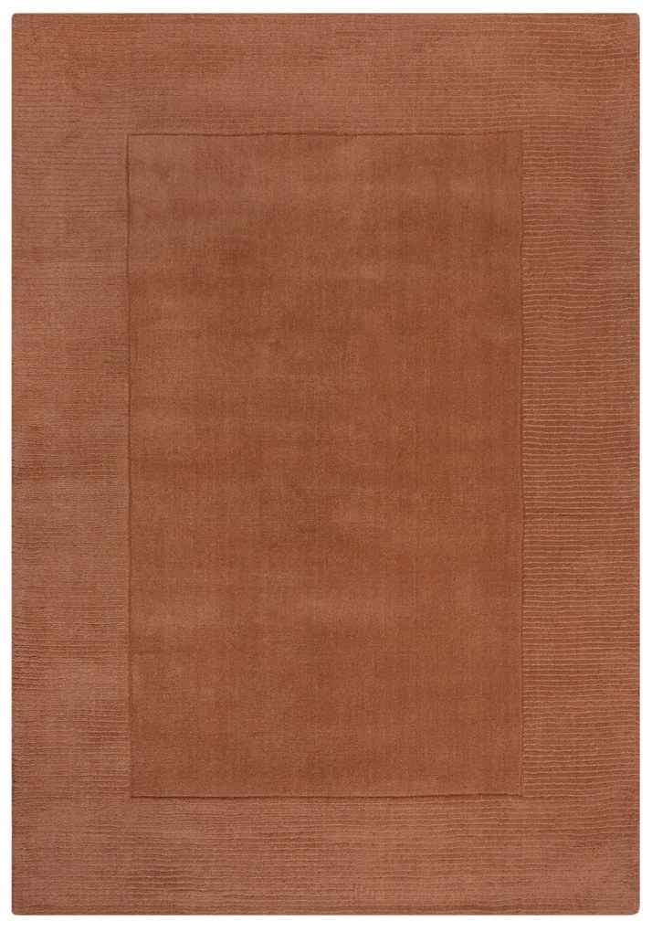 Flair Rugs, Kusový ručně tkaný koberec Tuscany Textured Wool Border Orange, 120x170, oranžová, ložnice