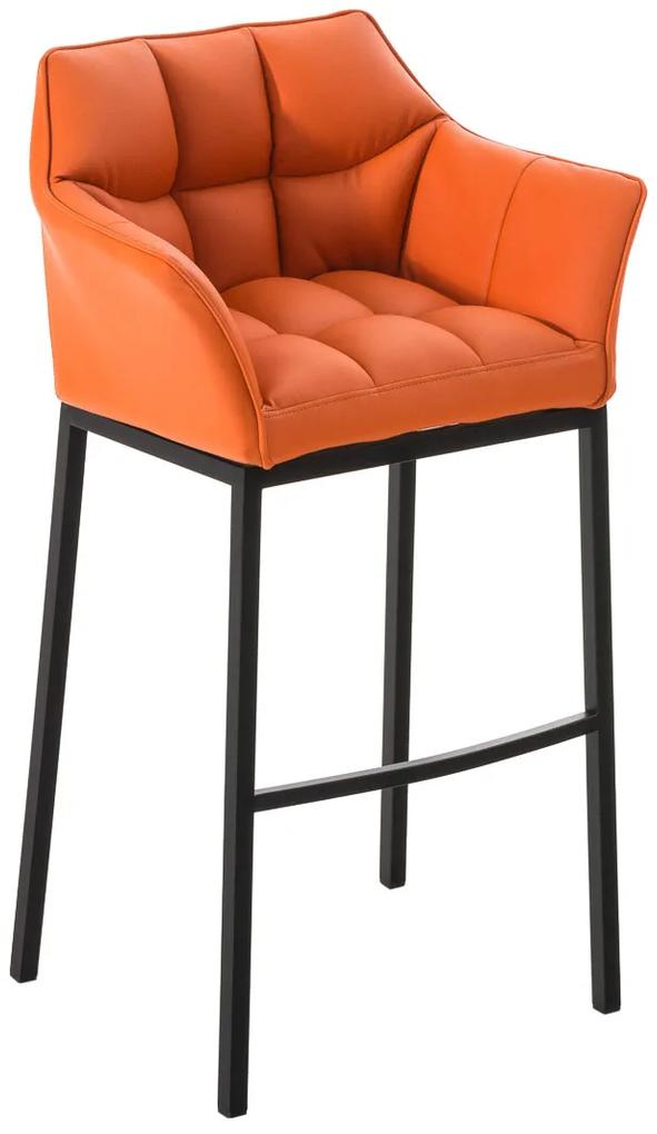 Barová židle Damas B4 ~ koženka, černý rám - Oranžová