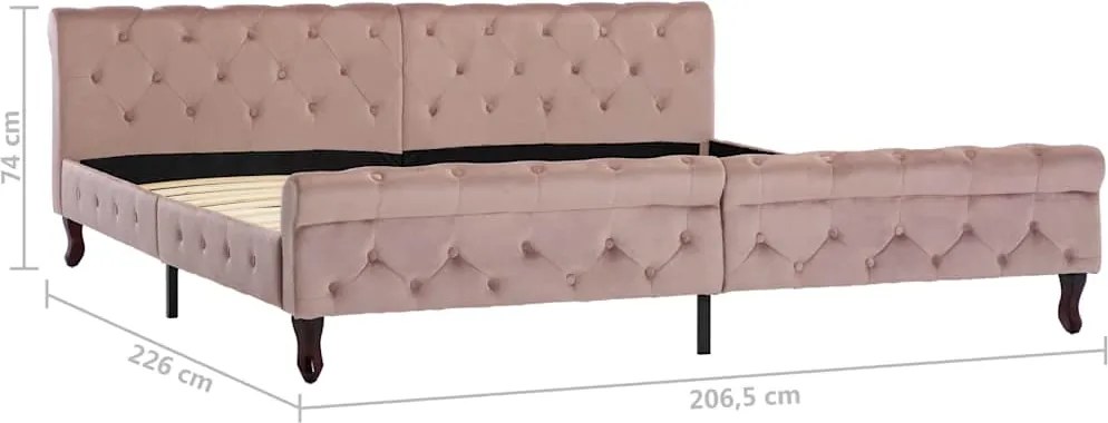 Rám postele růžový samet 200 x 200 cm 288570