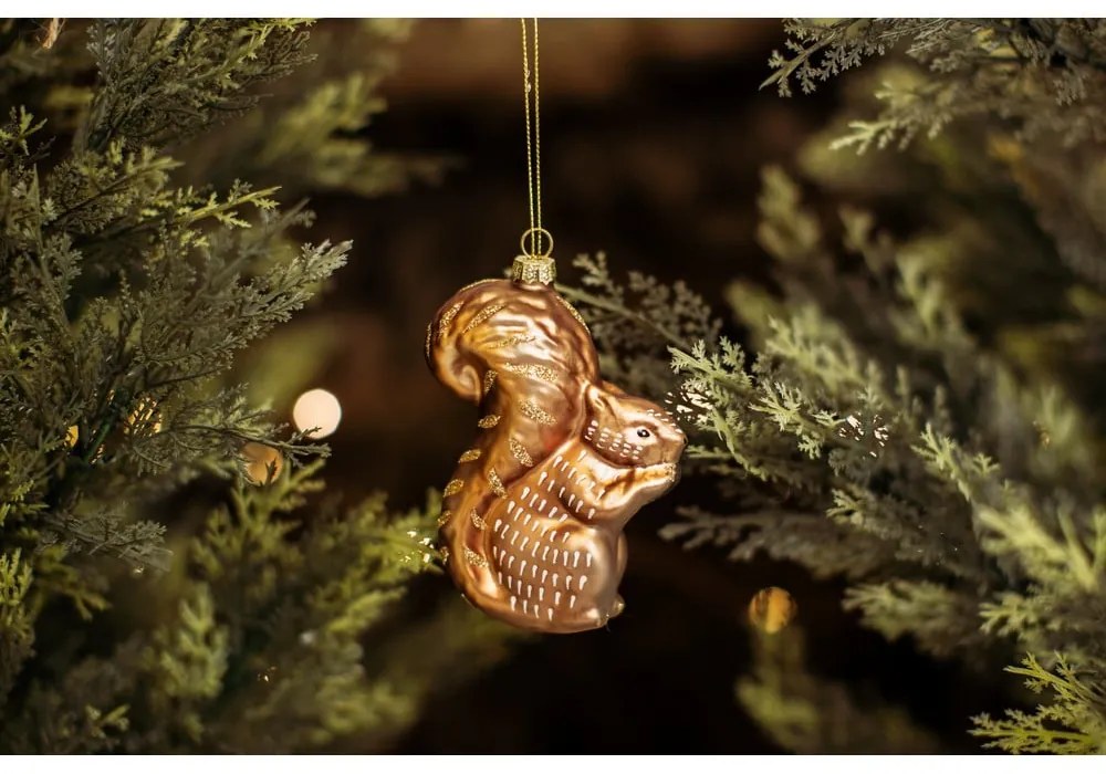 Skleněná ručně vyrobená vánoční ozdoba 4,5 cm Woodland Squirrel – Sass &amp; Belle
